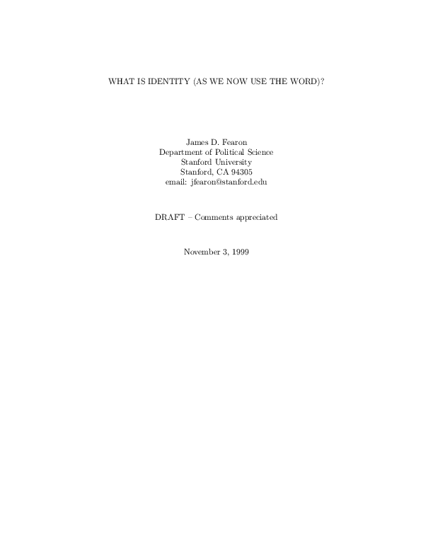 (PDF) What is Identity (as We Now Use the Word)?