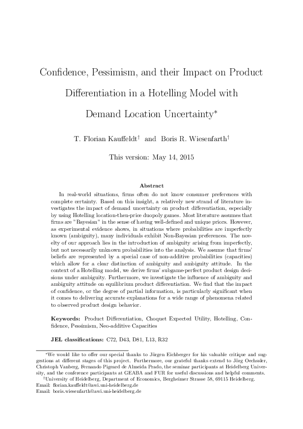 (PDF) Confidence, Pessimism, and their Impact on Product ...