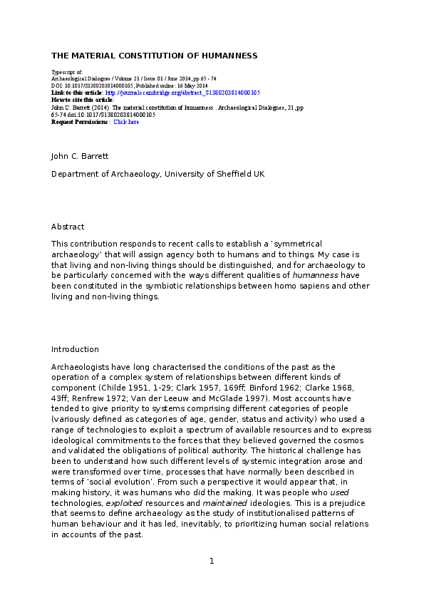 (DOC) The Material Constitution of Humanness