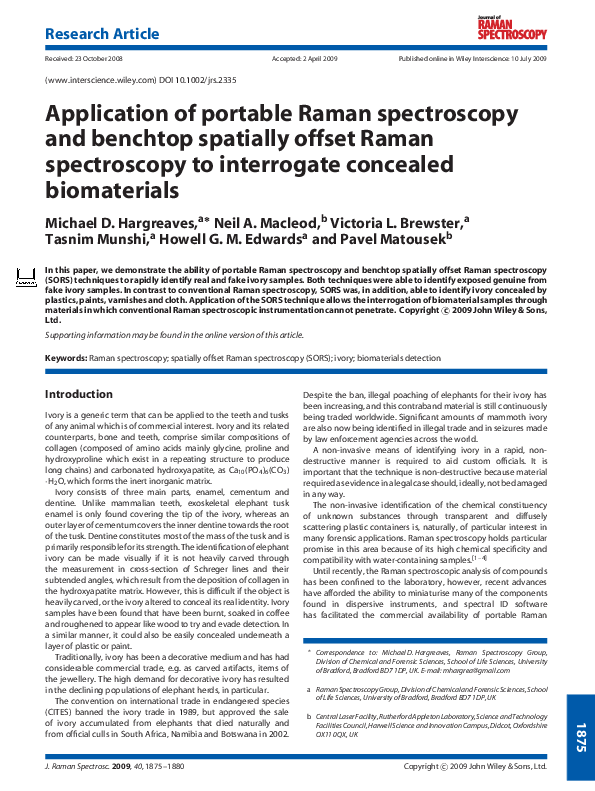 (PDF) Application of portable Raman spectroscopy and benchtop spatially ...