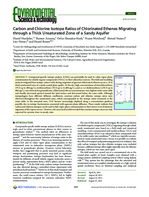 (PDF) Carbon and Chlorine Isotope Ratios of Chlorinated Ethenes ...