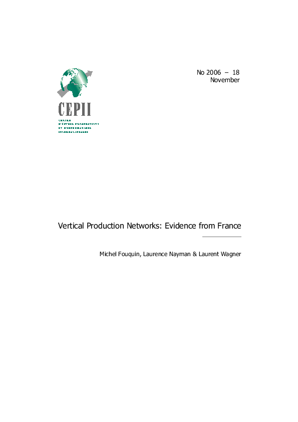 (PDF) Vertical Production Networks: Evidence from France