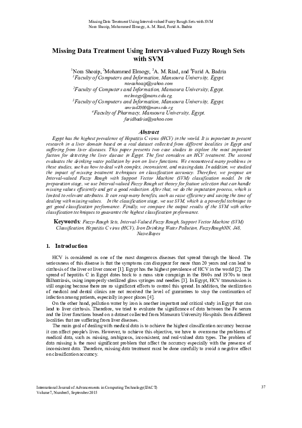 Missing Data Treatment Using Interval-valued Fuzzy Rough Sets with SVM