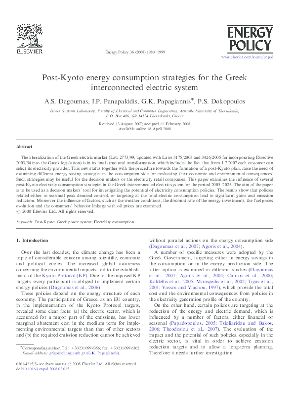 (PDF) Post-Kyoto energy consumption strategies for the Greek ...