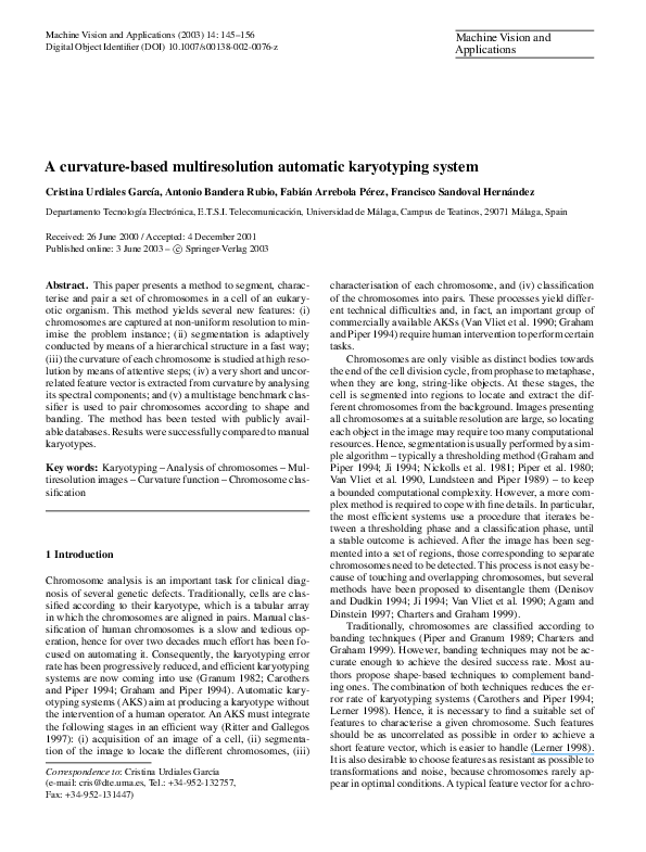 (PDF) A curvature-based multiresolution automatic karyotyping system