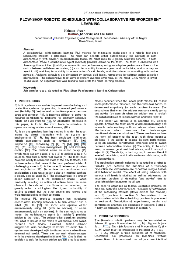 (PDF) Flow-Shop Robotic Scheduling Problem with Collaborative ...