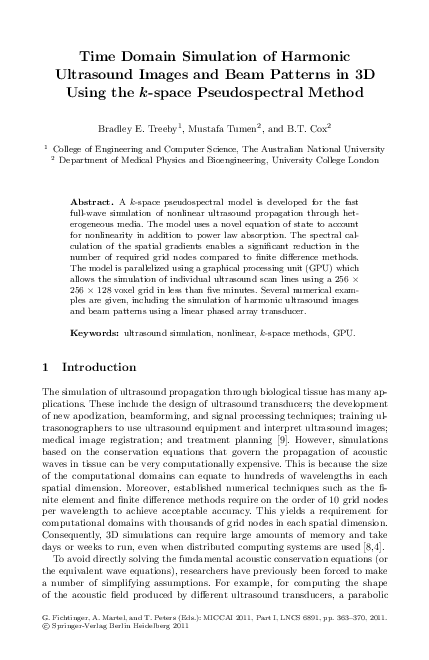 (PDF) Time domain simulation of harmonic ultrasound images and beam patterns in 3D using the k ...