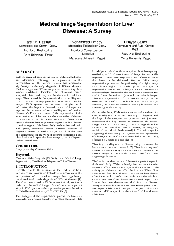 Medical Image Segmentation for Liver Diseases: A Survey