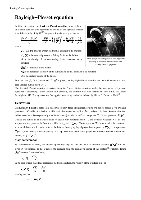 (PDF) Rayleigh Plesset equation