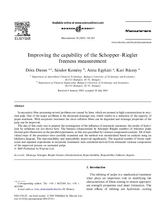 (PDF) Improving the capability of the Schopper–Riegler freeness measurement