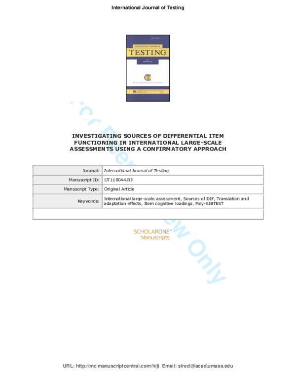 Pdf Investigating Sources Of Differential Item Functioning In International Large Scale