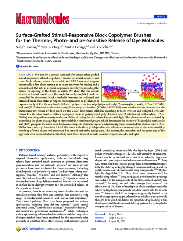 (PDF) Surface-Grafted Stimuli-Responsive Block Copolymer Brushes for the Thermo-, Photo- and pH ...