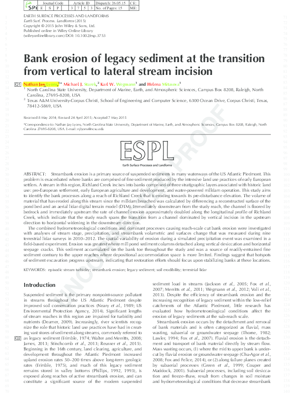 (PDF) Bank erosion of legacy sediment at the transition from vertical ...