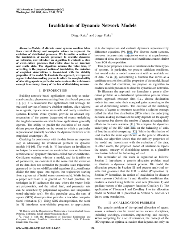 (PDF) Invalidation of dynamic network models