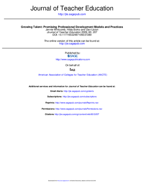 (PDF) Growing Talent: Promising Professional Development Models and ...
