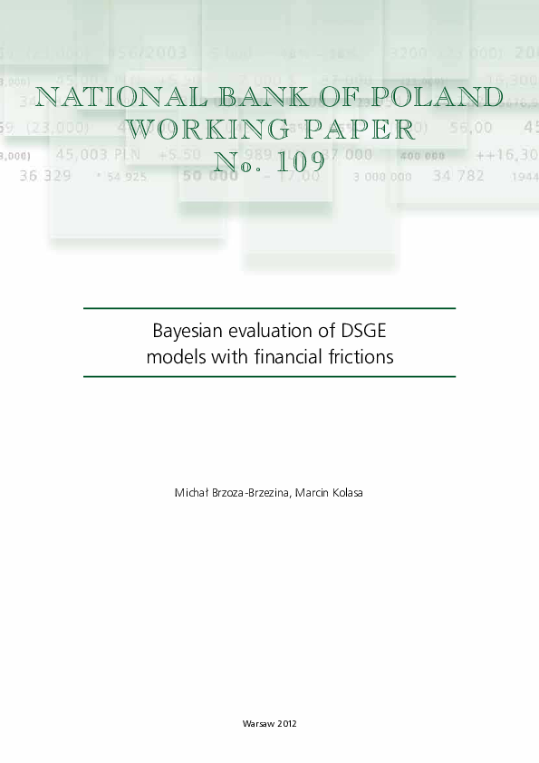 (PDF) Bayesian Evaluation of DSGE Models with Financial Frictions