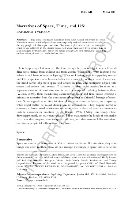 (PDF) Narratives of Space, Time, and Life