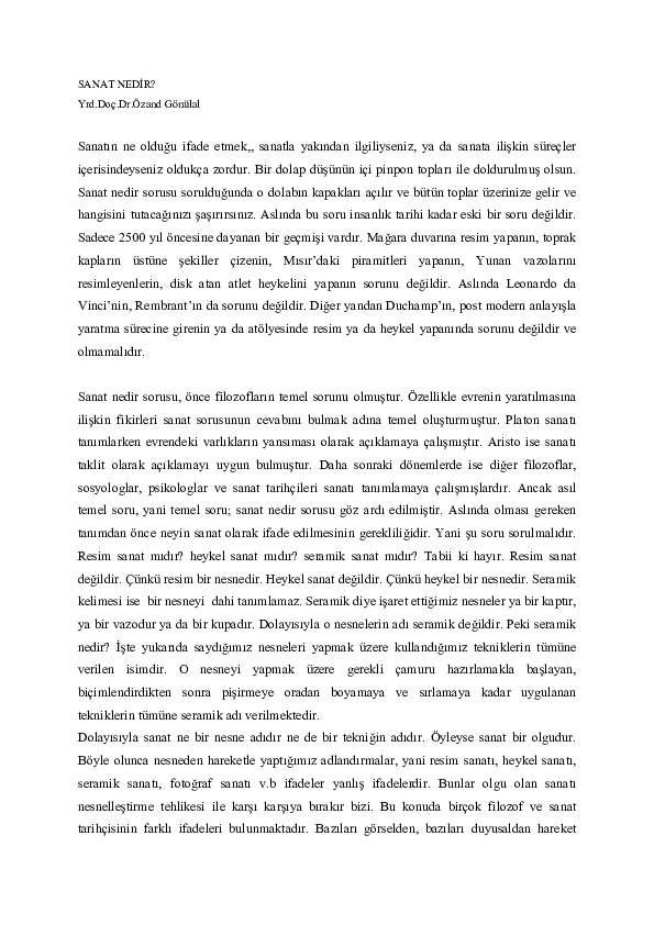 (PDF) Sanat Nedir