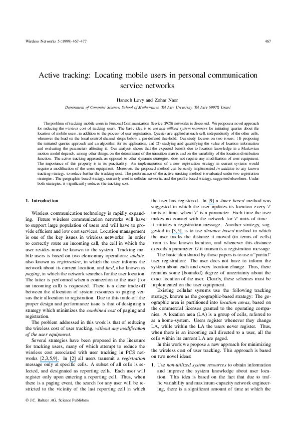 (PDF) Active tracking: Locating mobile users in personal communication ...