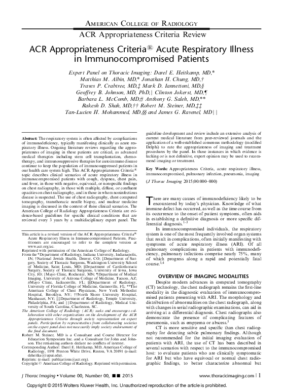(PDF) ACR Appropriateness Criteria® Acute Respiratory Illness in ...