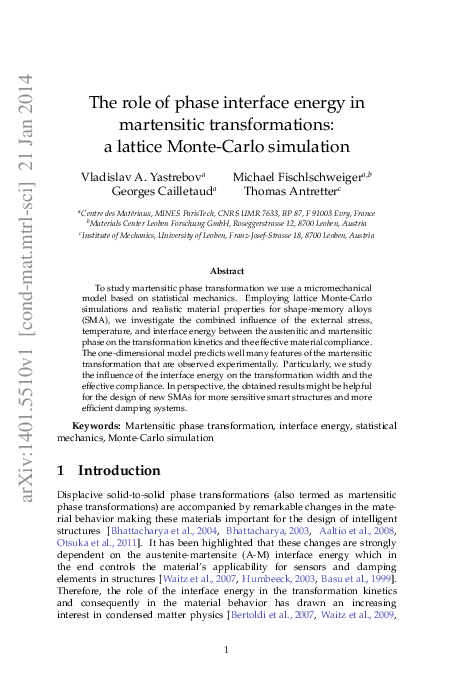 (PDF) The role of phase interface energy in martensitic transformations: A lattice Monte-Carlo ...