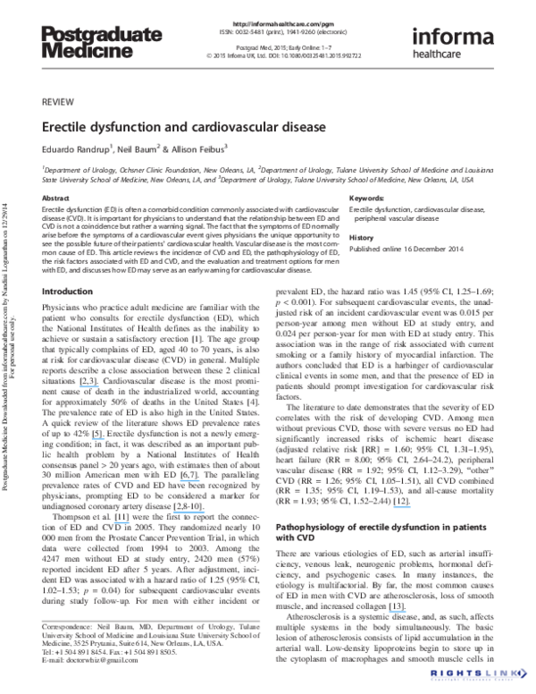 (PDF) Erectile Dysfunction and Cardiovascular Disease