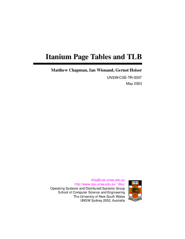 (PDF) Itanium page tables and TLB