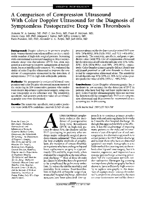 (PDF) A Comparison of Compression Ultrasound With Color Doppler ...