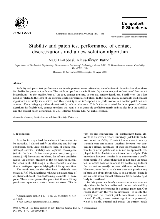 (PDF) Stability and patch test performance of contact discretizations ...