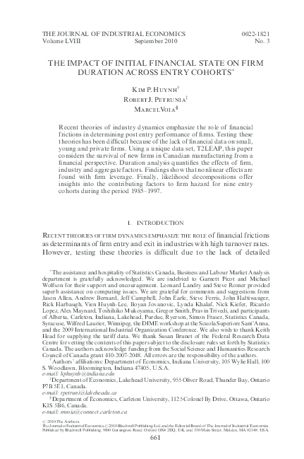 (PDF) THE IMPACT OF INITIAL FINANCIAL STATE ON FIRM DURATION ACROSS ...