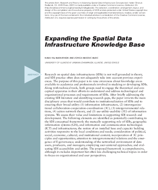 (PDF) Expanding the Spatial Data Infrastructure Knowledge Base