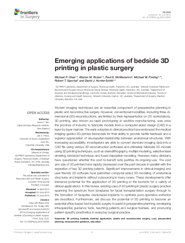 (PDF) Clinical applications of three‐dimensional printing in ...