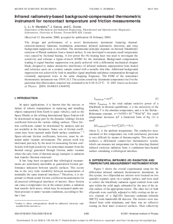 (PDF) Infrared radiometry-based background-compensated thermometric ...