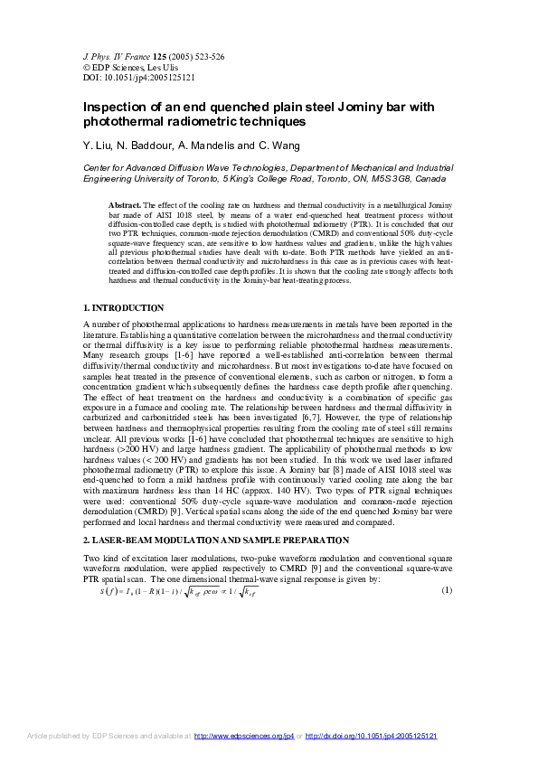 (PDF) Inspection of an end quenched plain steel Jominy bar with ...