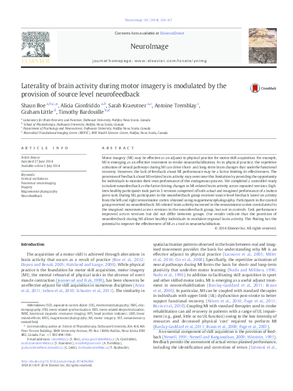 (PDF) Laterality of brain activity during motor imagery is modulated by ...