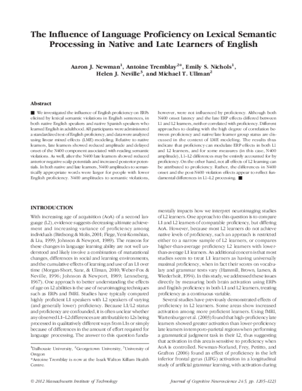 (PDF) The Influence of Language Proficiency on Lexical Semantic Processing in Native and Late ...