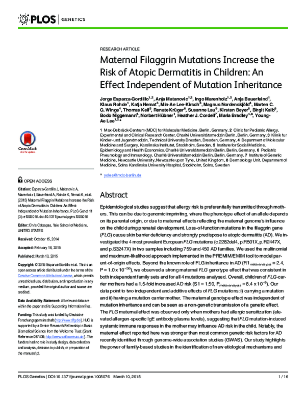 (PDF) Filaggrin null mutations are associated with atopic dermatitis and elevated levels of IgE ...