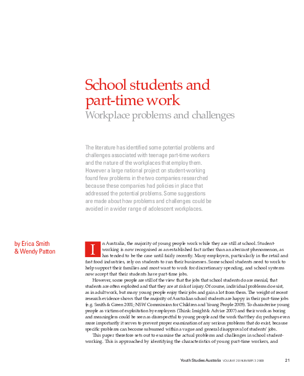 (PDF) School students and part-time work