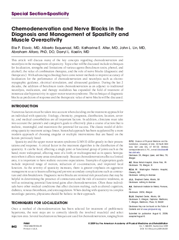 (PDF) Chemodenervation and Nerve Blocks in the Diagnosis and Management ...