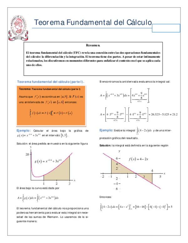 (PDF) Teorema fundamental del calculo