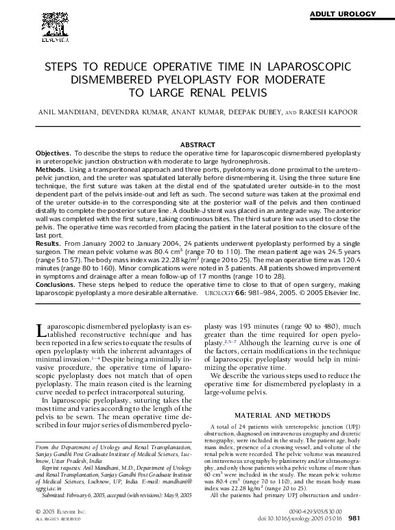 (PDF) Steps to reduce operative time in laparoscopic dismembered ...