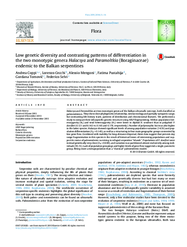 (PDF) Low genetic diversity and contrasting patterns of differentiation ...