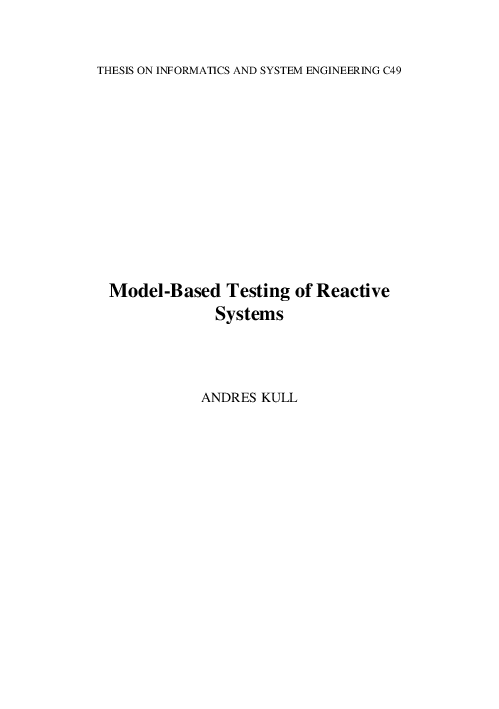 Pdf Model Based Testing Of Reactive Systems