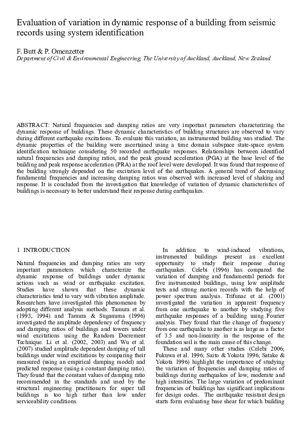(DOC) Evaluation of variation in dynamic response of a building from ...