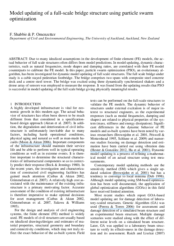 Pdf Model Updating Of A Full Scale Bridge Structure Using Particle