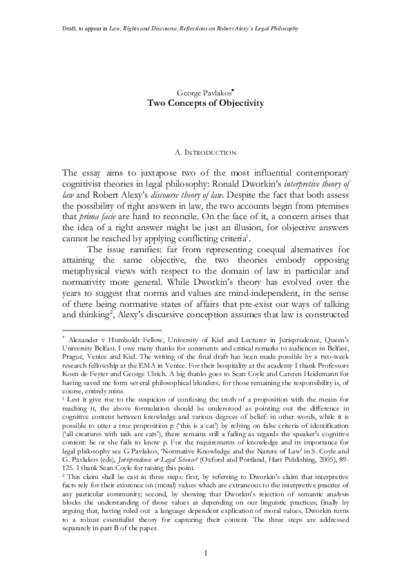 (PDF) Two Concepts of Objectivity