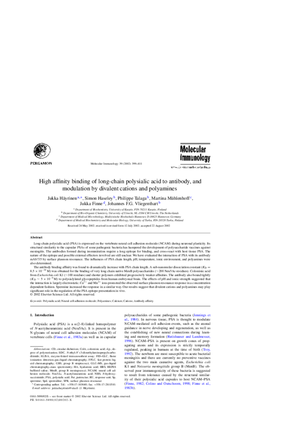 (PDF) High affinity binding of long-chain polysialic acid to antibody ...