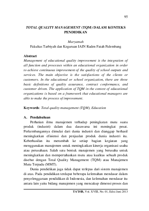 (PDF) TOTAL QUALITY MANAGEMENT (TQM) DALAM KONTEKS PENDIDIKAN