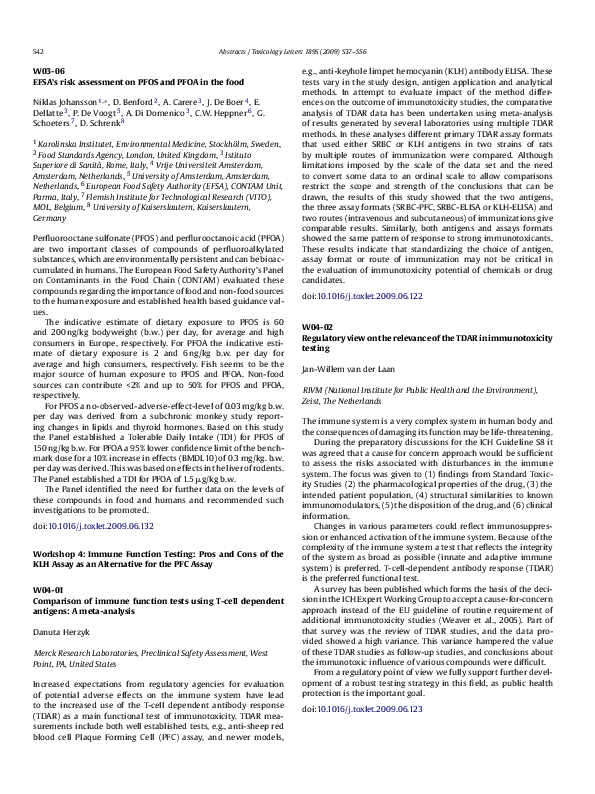 (PDF) W03-06 EFSA's risk assessment on PFOS and PFOA in the food
