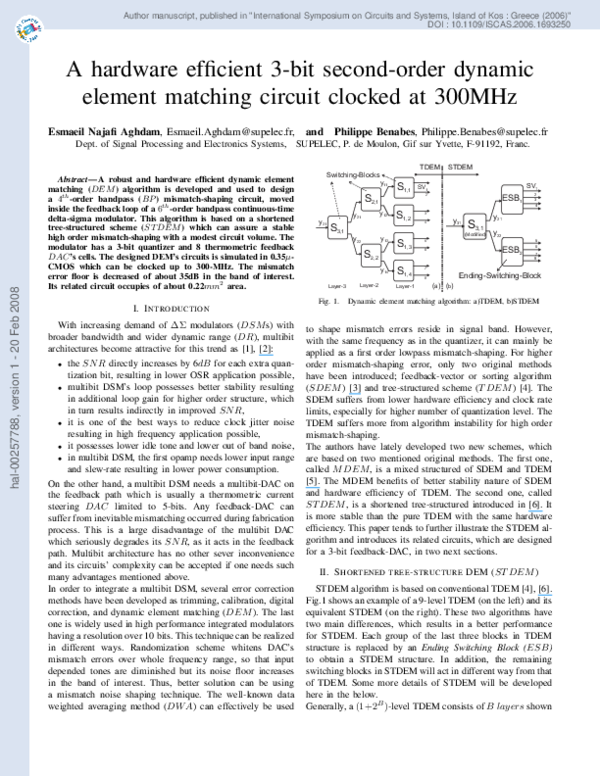 (PDF) A hardware efficient 3-bit second-order dynamic element matching ...